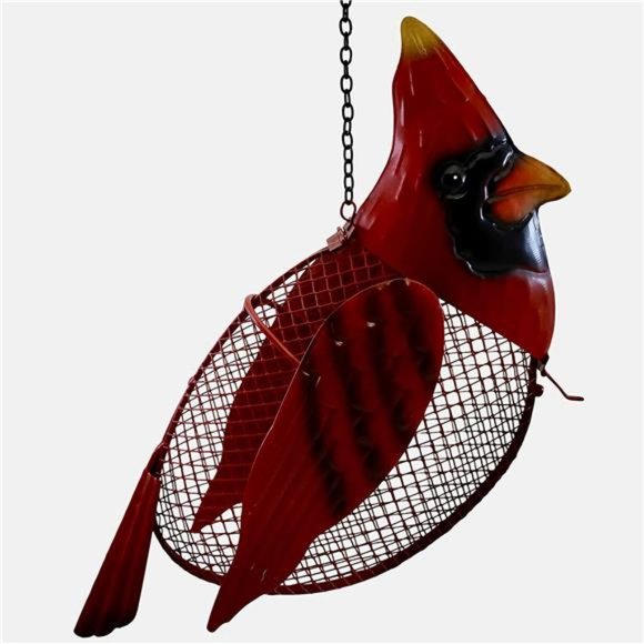 Bird | Metal Mesh Bird Feeder Red Cardinal With Hanging Chain Holds ...